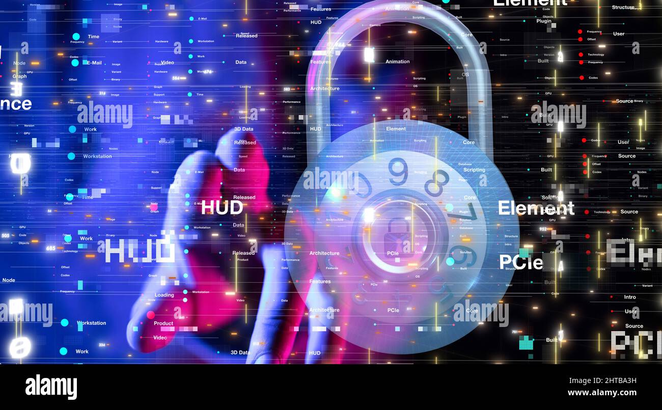 Illustration of Cybersecurity and information protection Stock Photo ...