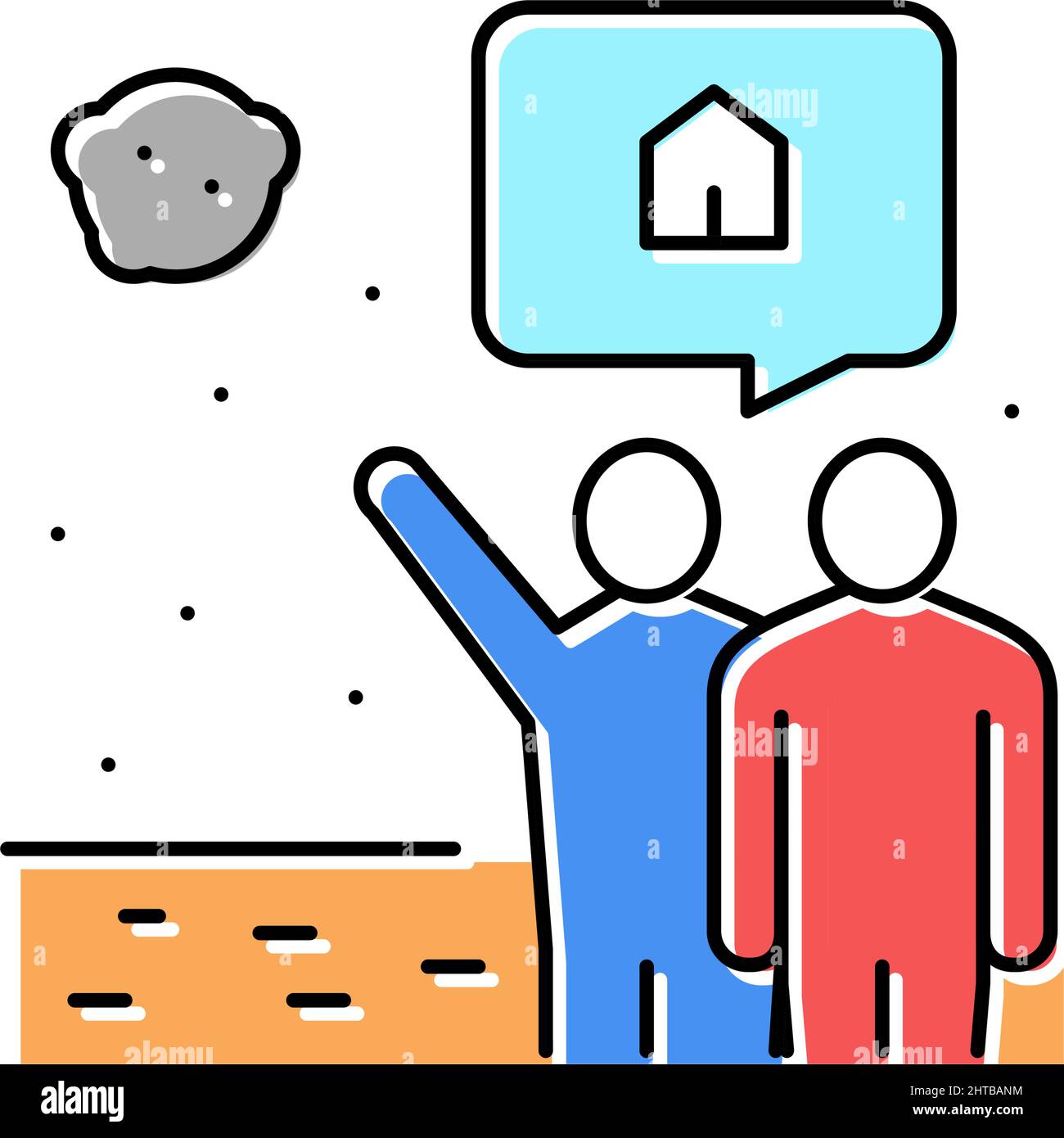 human showing space house in sky color icon vector illustration Stock ...