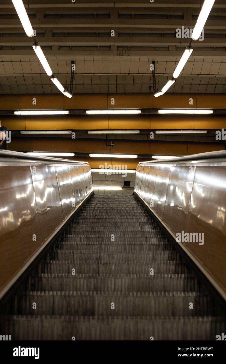 Vertical shot metro escalator hi-res stock photography and images - Alamy