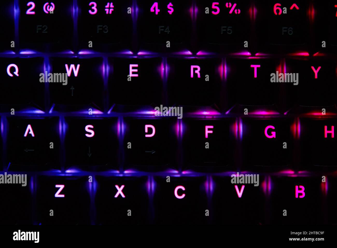 Gaming keyboard, close up. Mechanical rgb keyboard for computer games ...