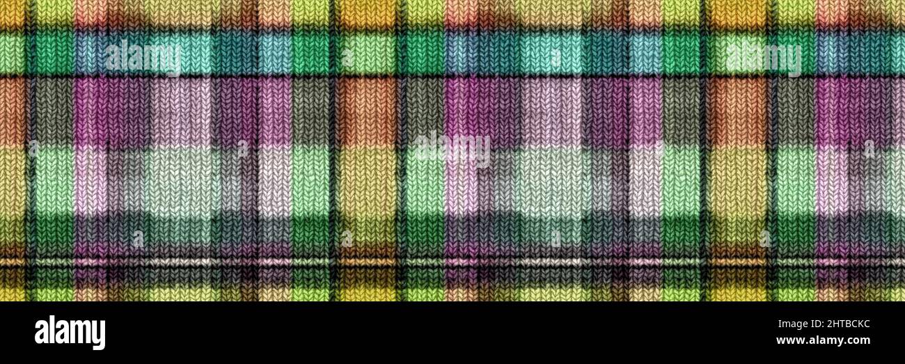 Classic winter tartan knit wool plaid seamless edging border. Retro ...