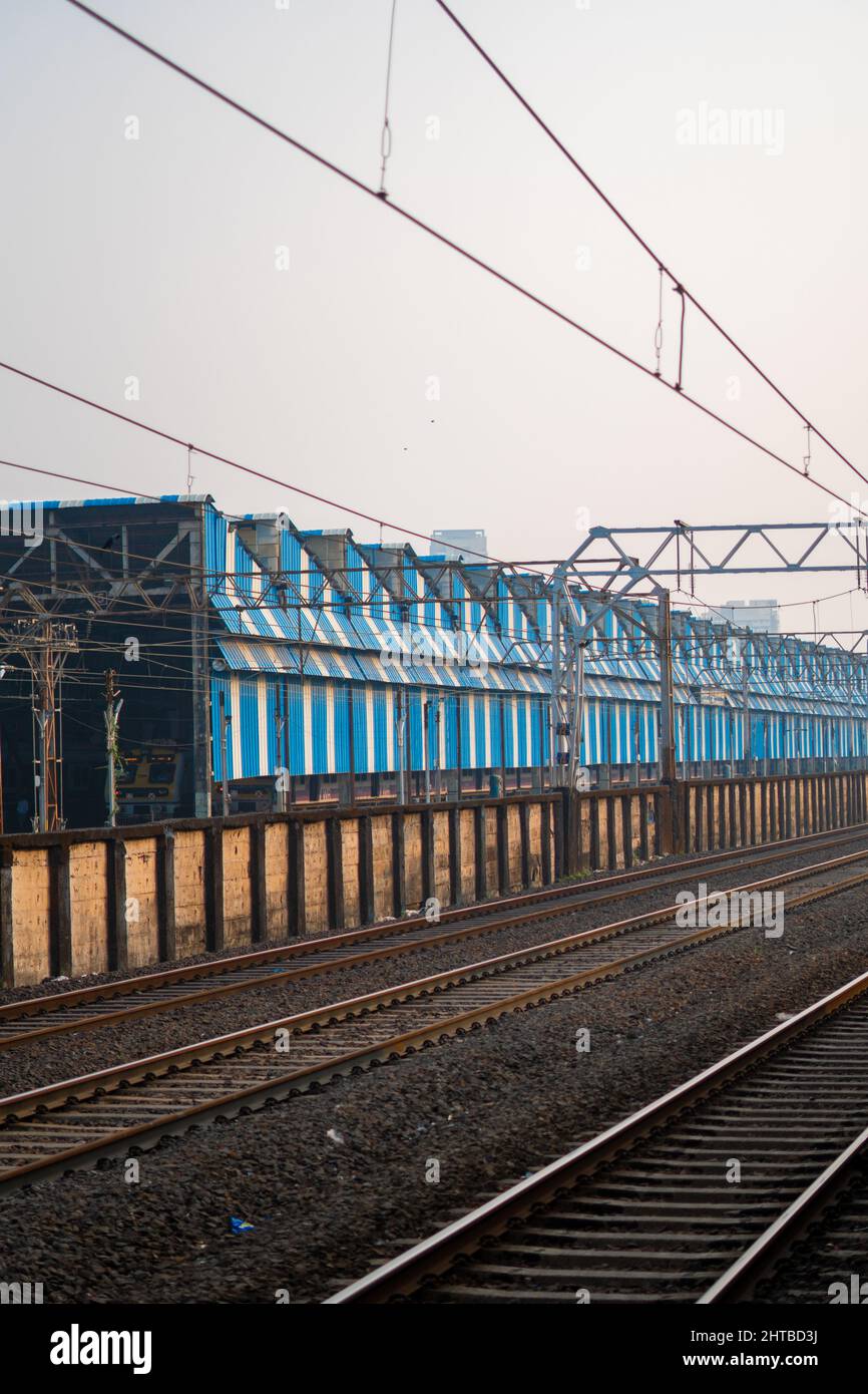 Shot of empty Kandivali railway emu Carshed in Mumbai, Maharashtra ...