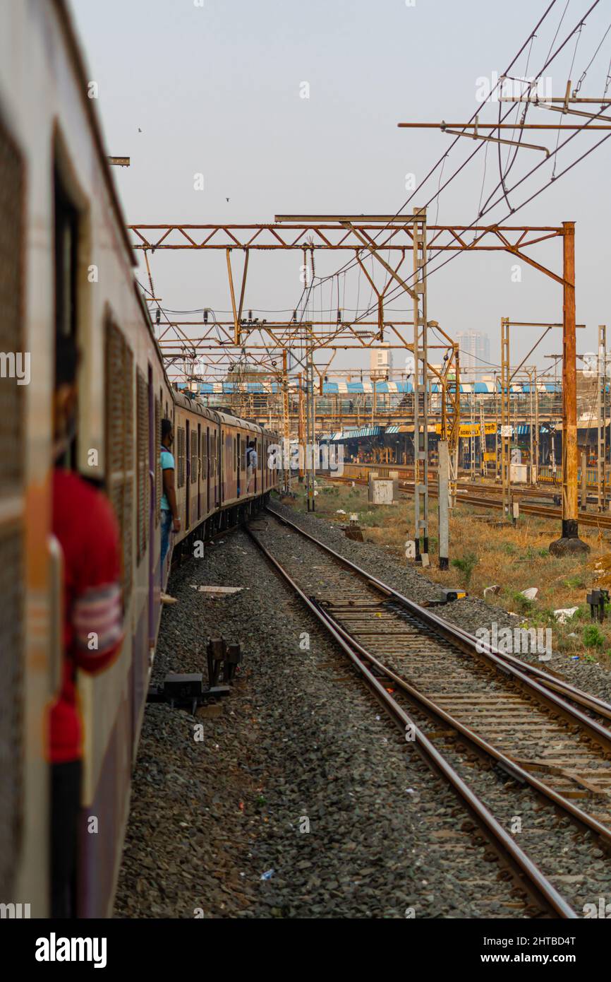 Local train transportation green engine electric in Mumbai, India Stock ...