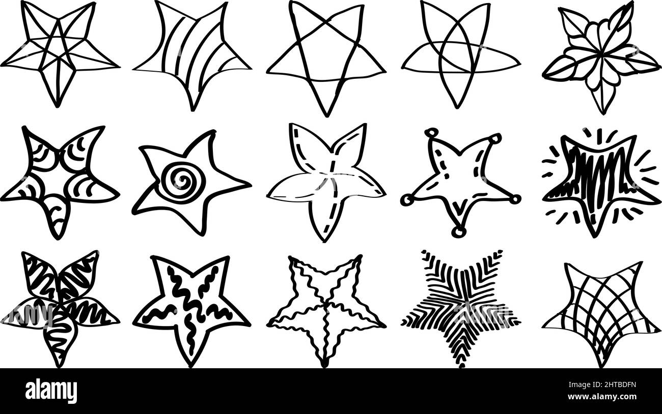 A set of colorful cute stars and smooth lines. Objects of different ...