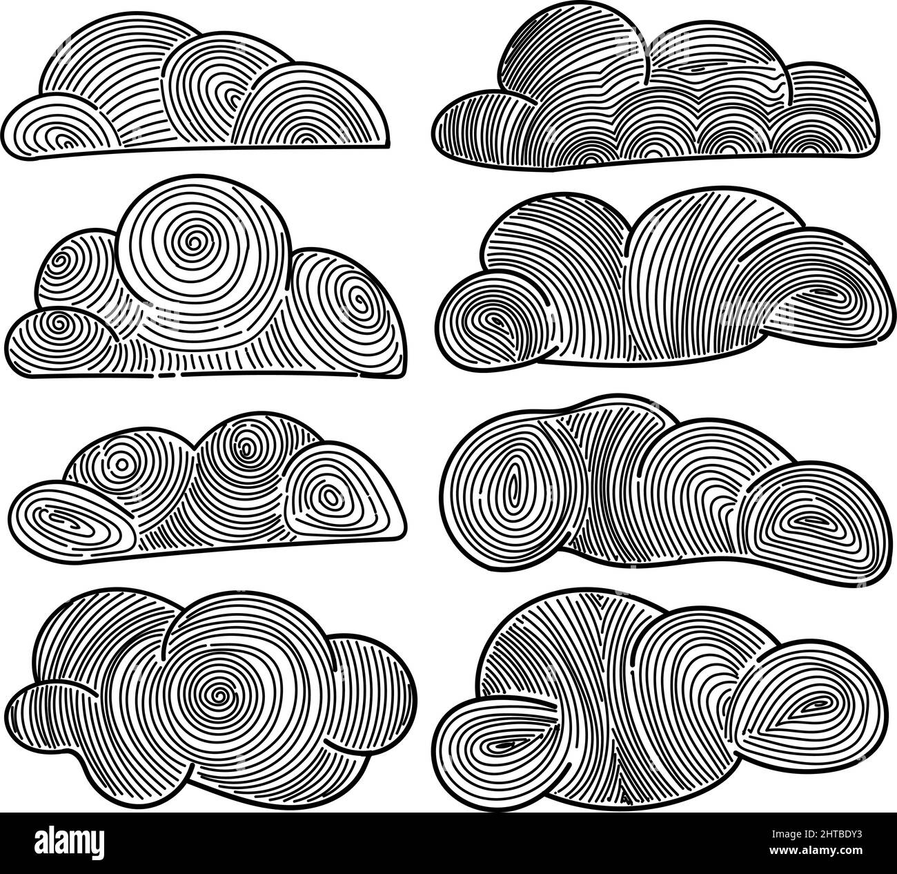 Design Cloud, vector icon. Set of clouds, hand-drawn doodle-style ...