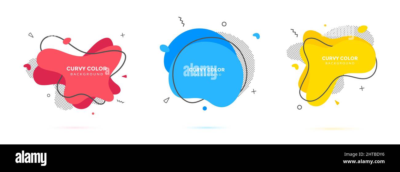 Modern Liquid Irregular Amoeba Blob Shape Abstract Elements Graphic Flat Style Design Fluid