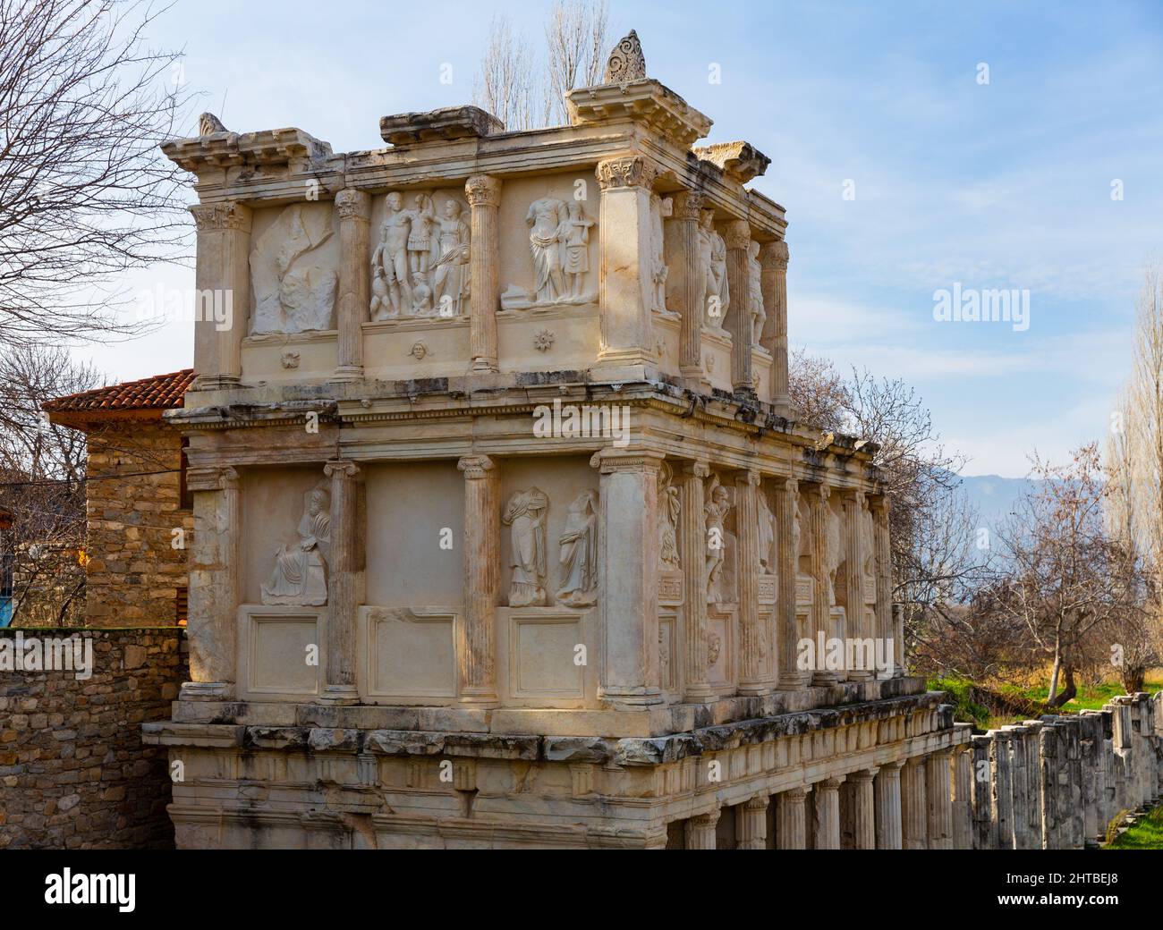 Ruins of grandiose temple Sebasteion of Aphrodisias, Caria, Turkey ...