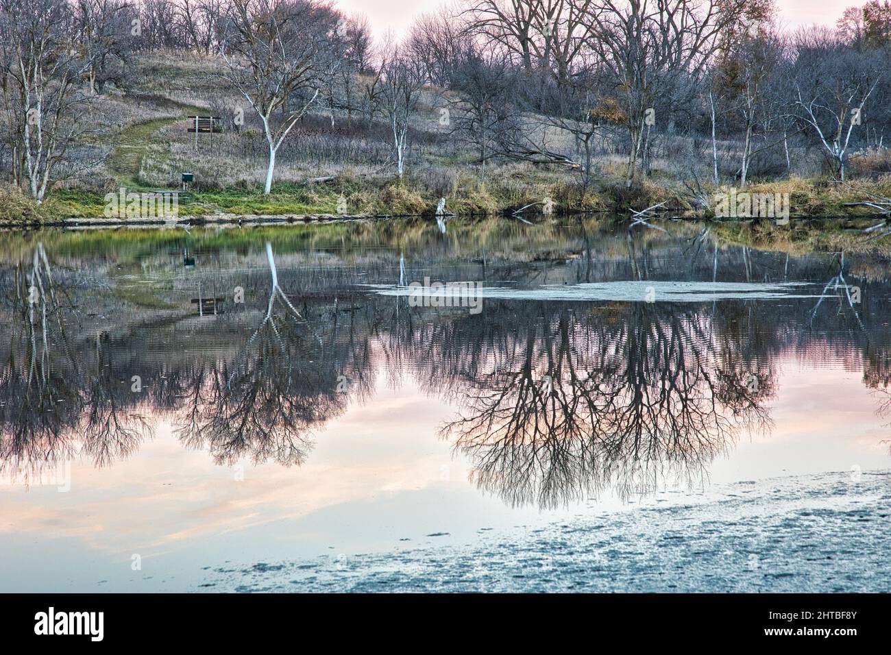 Fall trees and their reflection on lake hi-res stock photography and ...