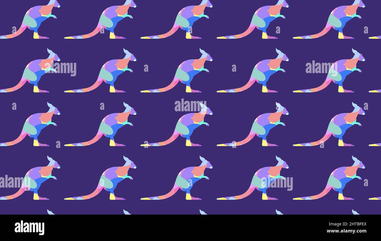 Set of kangaroos' outlines divided into colorful sections isolated on a ...