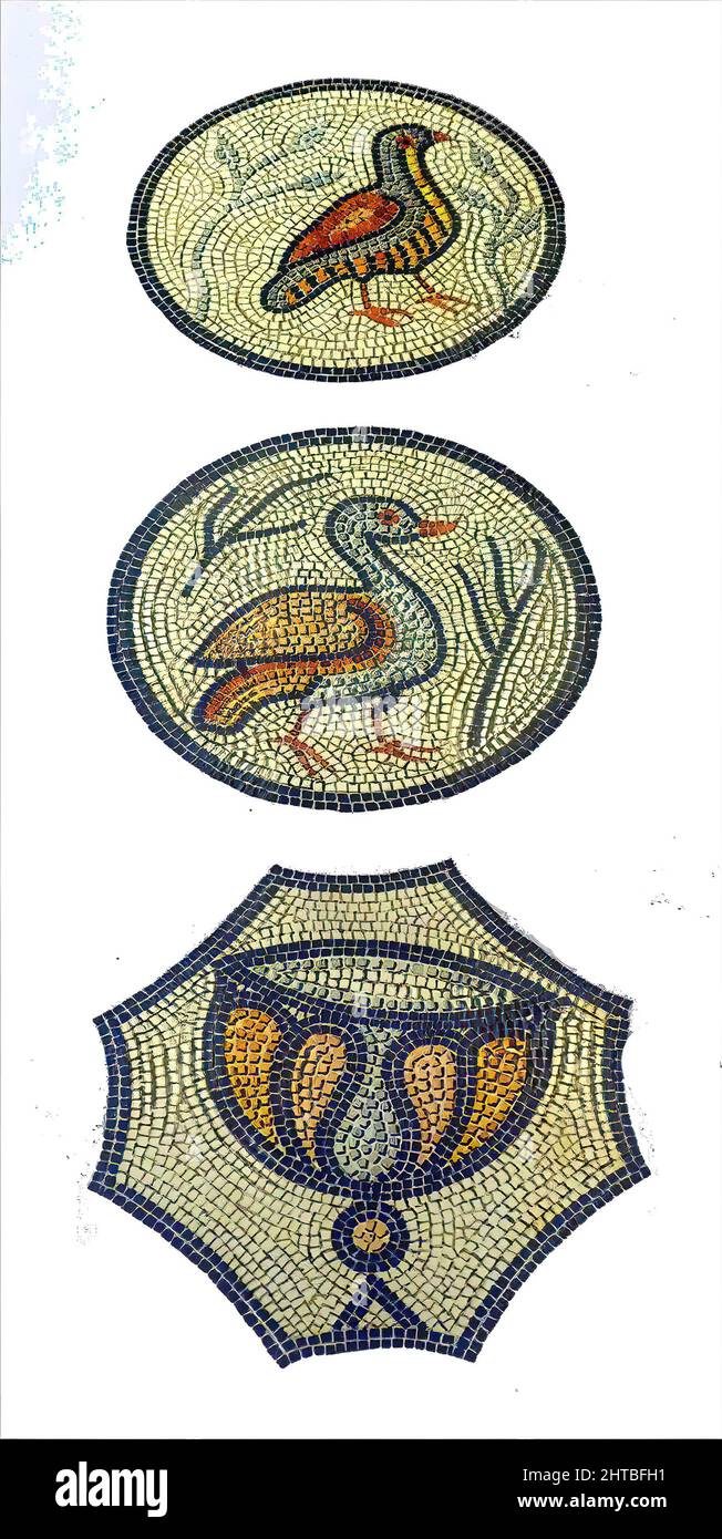 Vintage Roman mosaic design from the 5th century in Kos, Greece Stock ...