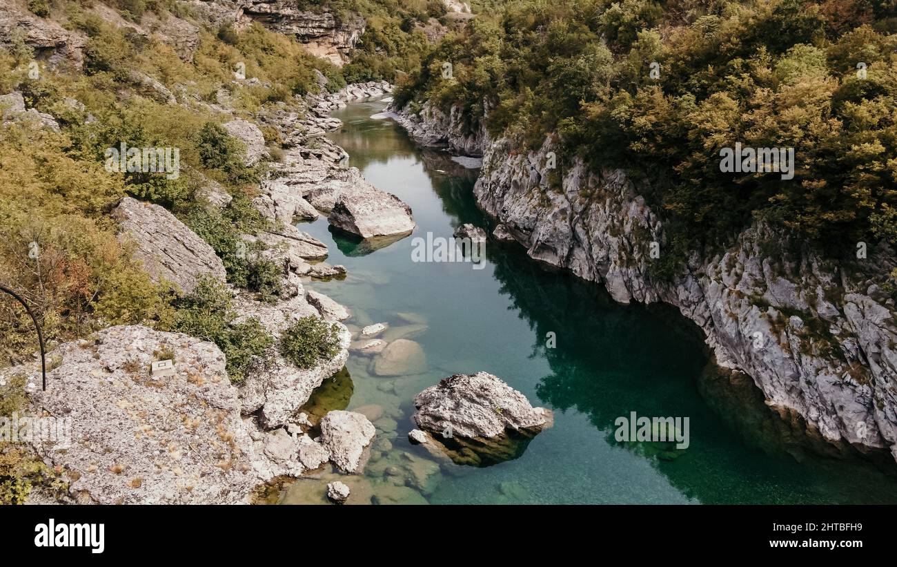 Aerial view of a river between rocks Stock Photo - Alamy