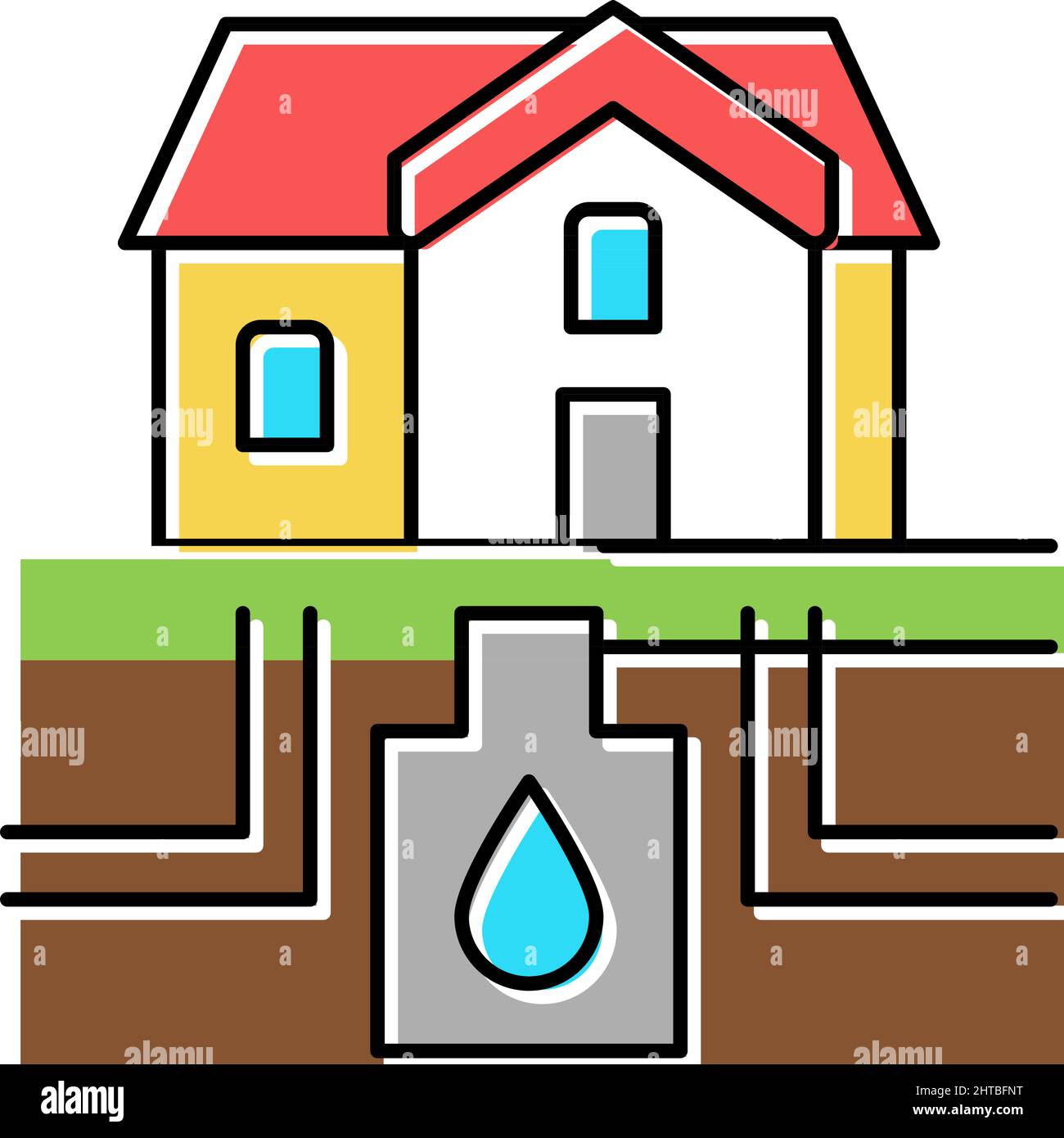house drainage system and water storage color icon vector illustration ...