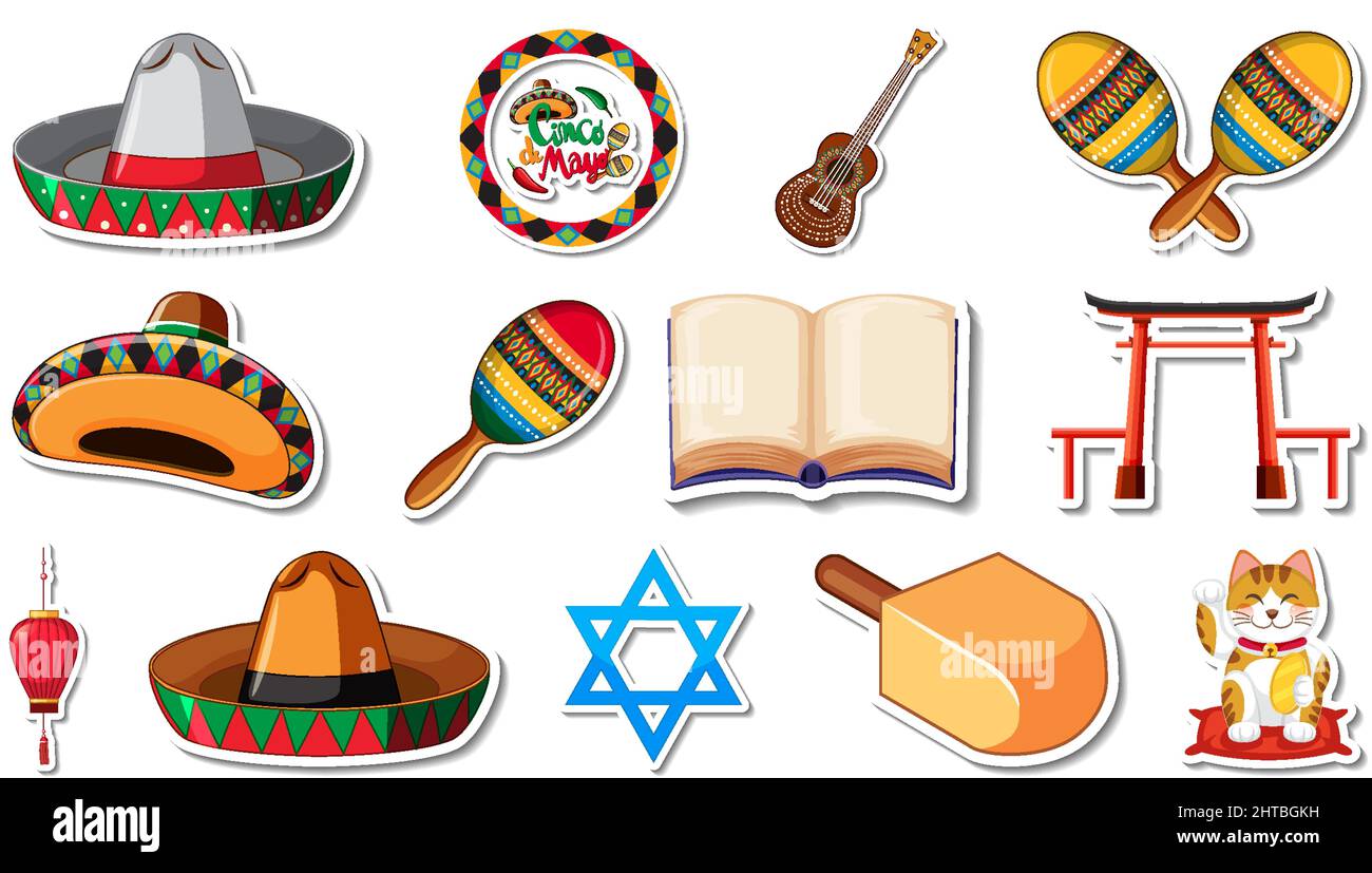 Set of different traditional objects illustration Stock Vector Image ...