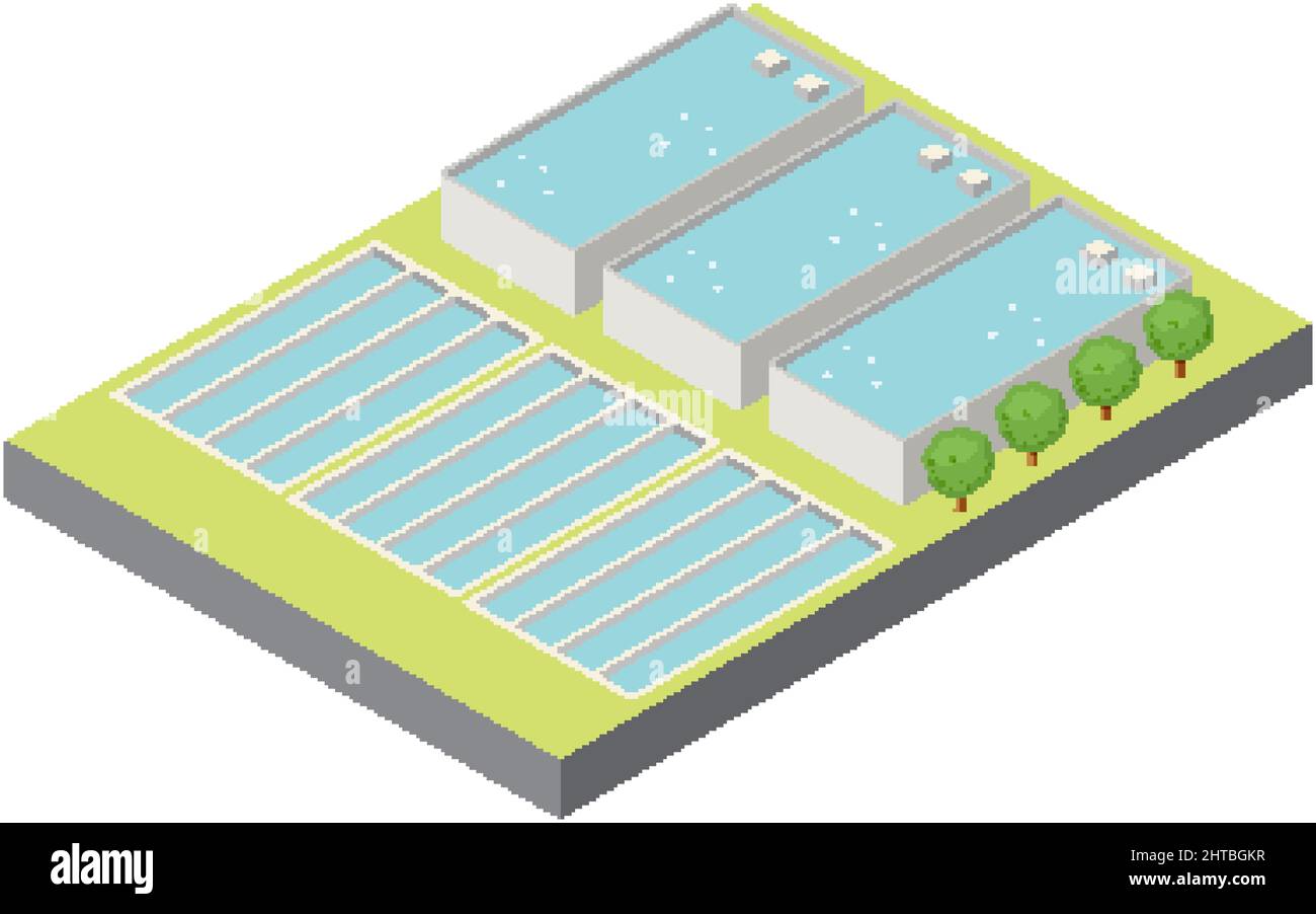 Isometric industrial area of desalination plant illustration Stock ...
