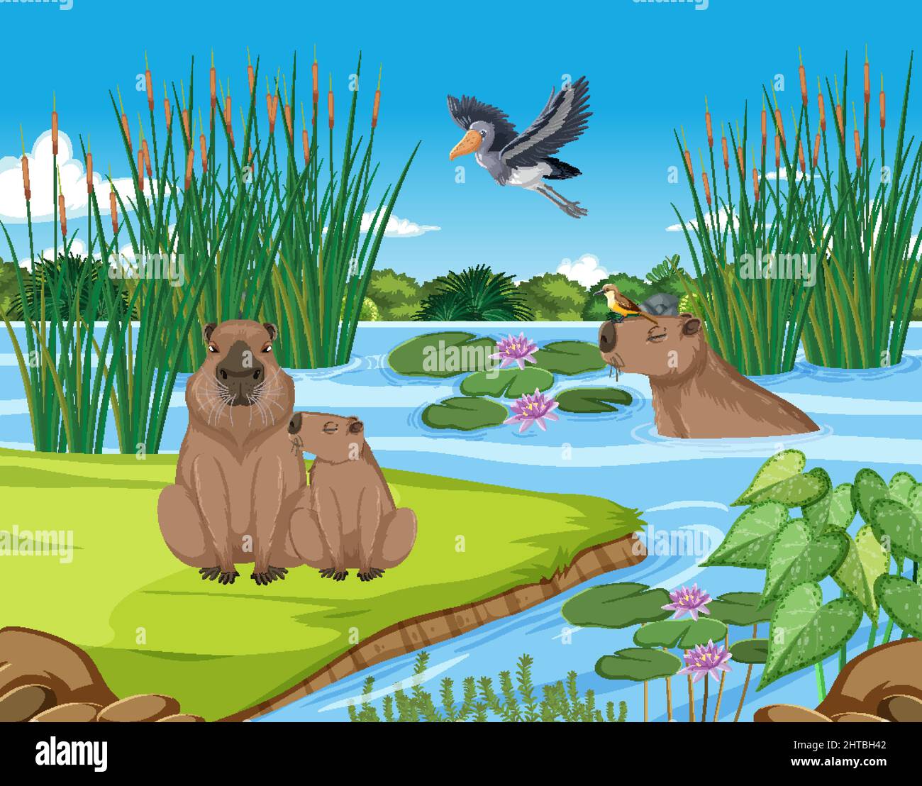 Many animal next to river illustration Stock Vector Image & Art - Alamy