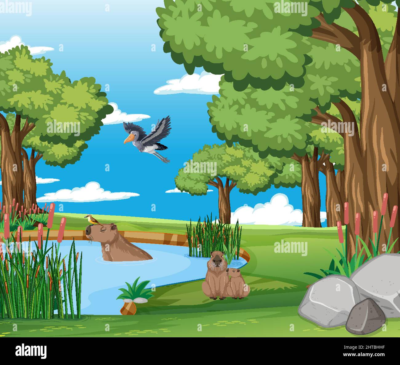 Scene with wild animals in forest illustration Stock Vector Image & Art ...