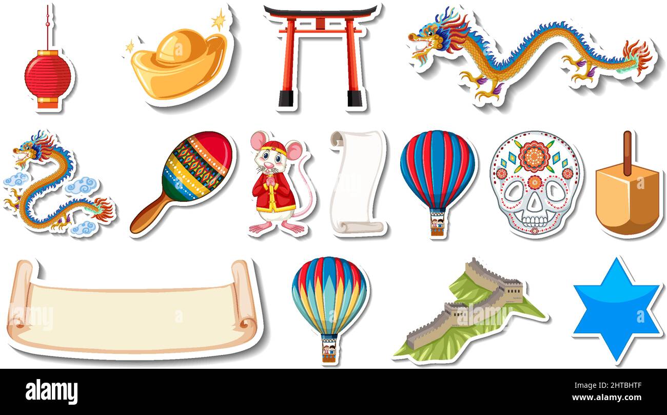 Set of different traditional objects illustration Stock Vector Image ...