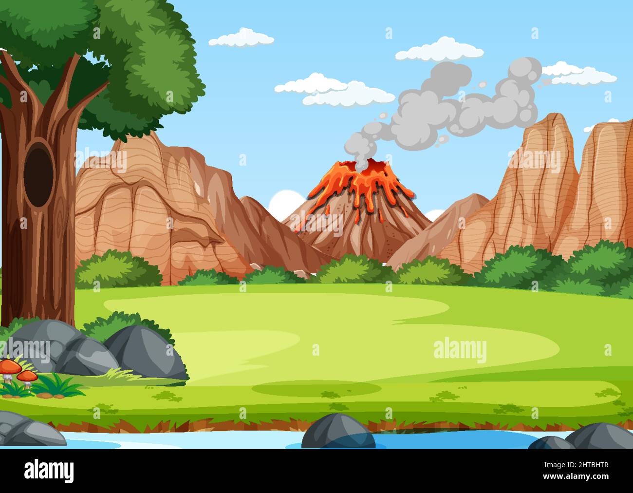 Prehistoric forest scene background illustration Stock Vector Image ...