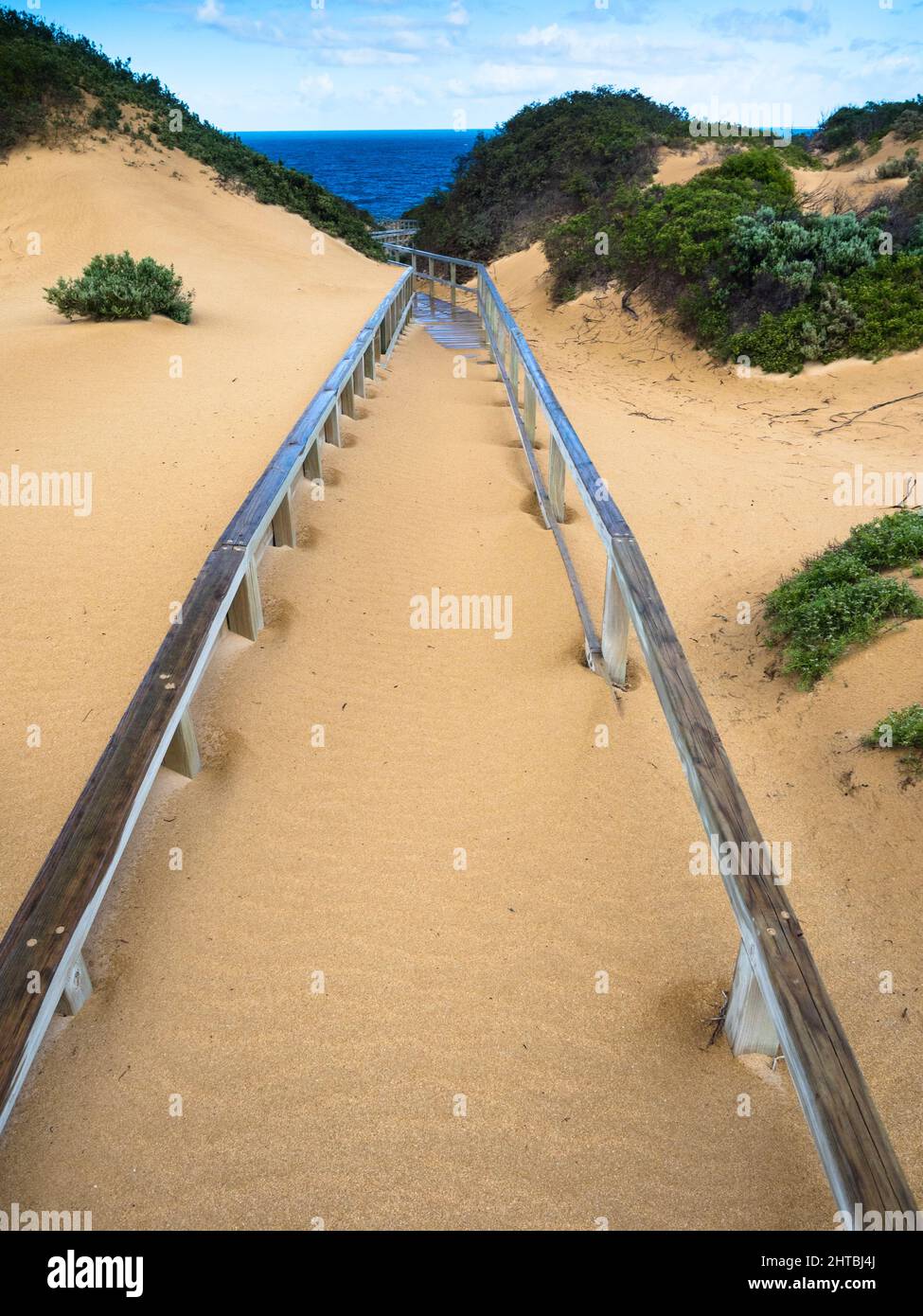 Sand covering the boardwalk to Whistling Rocks, Streaky Bay, Eyre ...