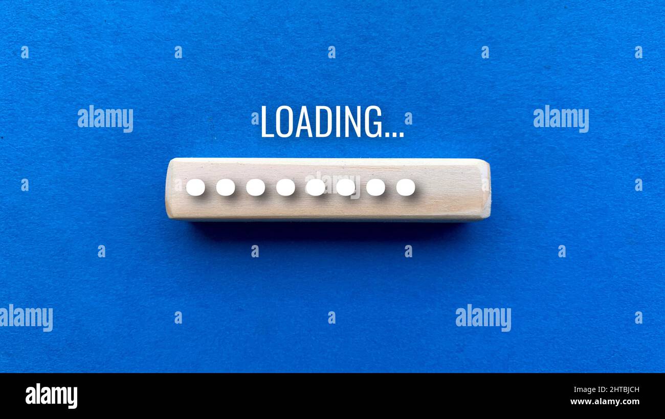Top view of loading bar with blue texture background.Digital concept ...