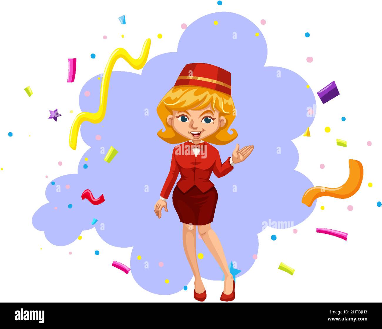 Woman in red suit on blue background illustration Stock Vector Image ...