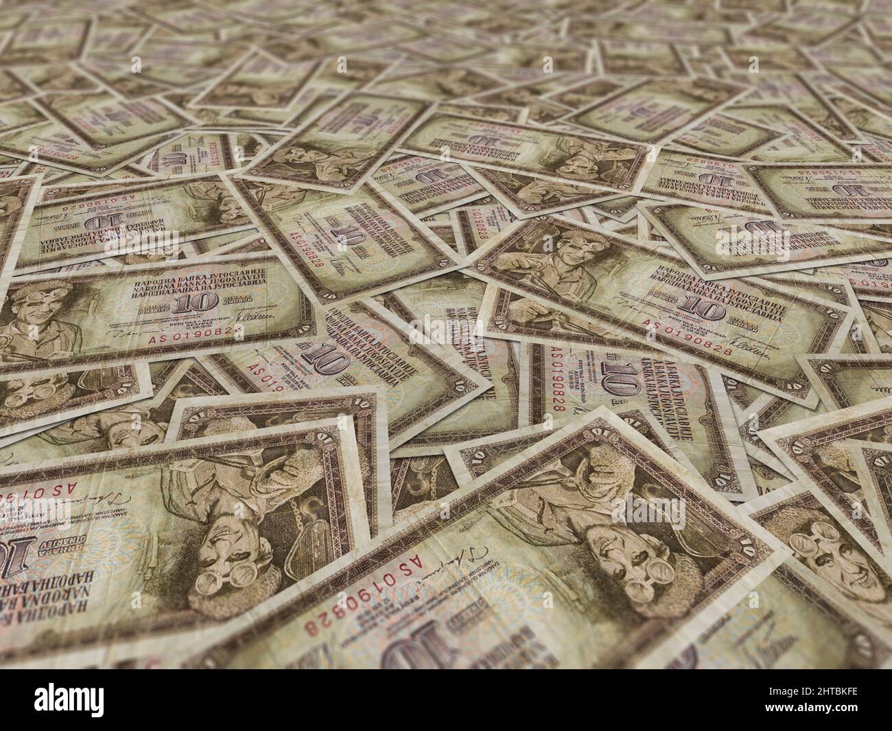 Background of historical Yugoslavian dinar banknotes or textile print ...