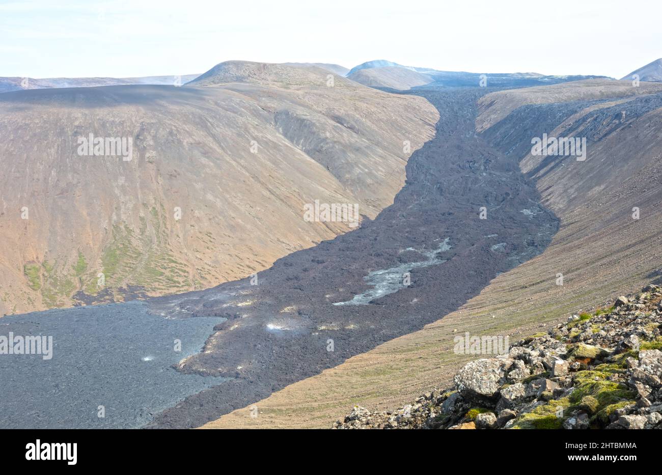 Closeup of the new lavafield of the volcano eruption at Fagradalsfjall ...