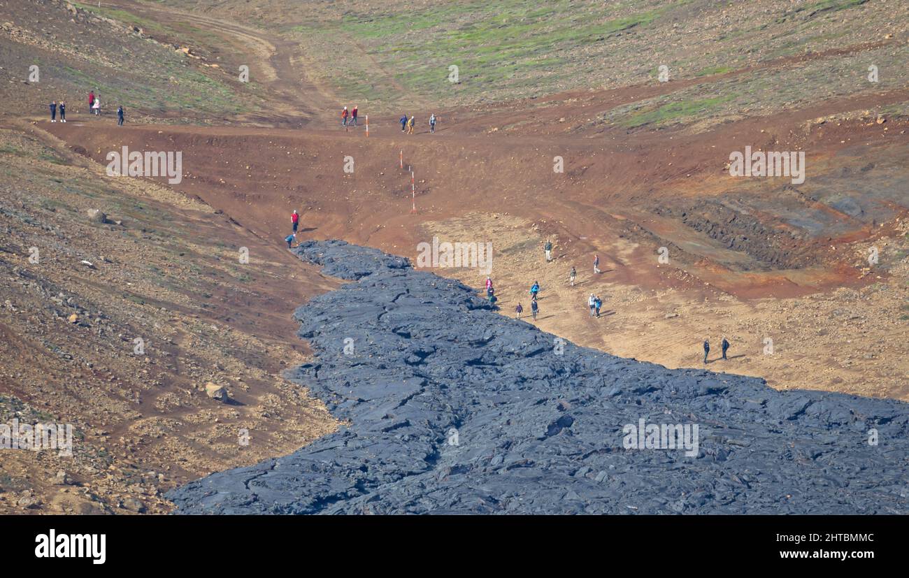 Grindavik, Iceland - July 26, 2021: A unique natural attraction. People ...