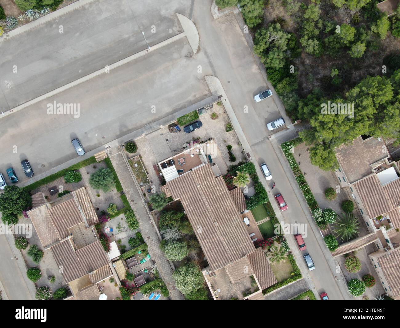 Aerial view of the residential area of the beautiful suburb of upscale ...