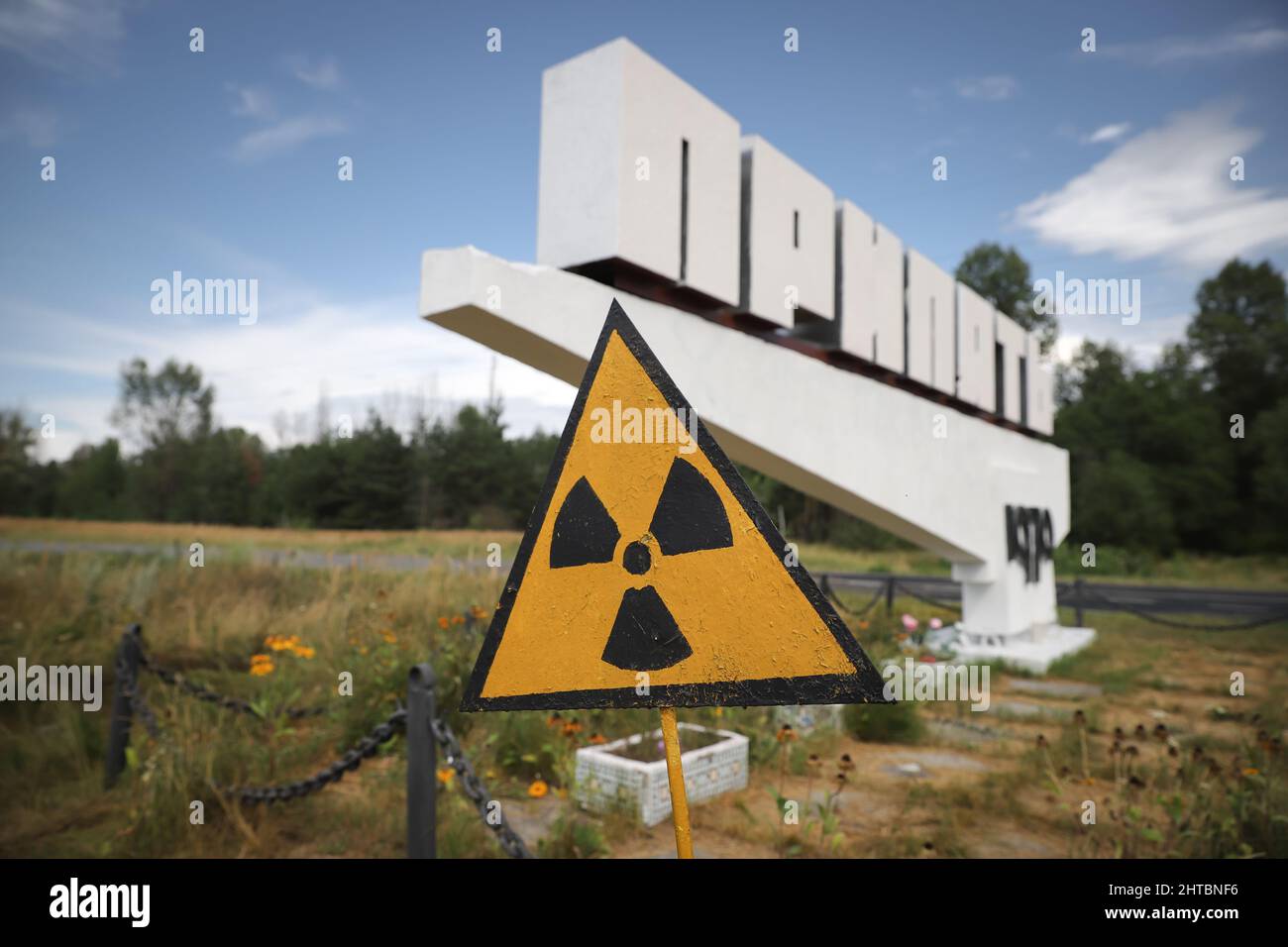 Pripyat Welcome Sign in Chernobyl Exclusion Zone, Chernobyl, Ukraine ...