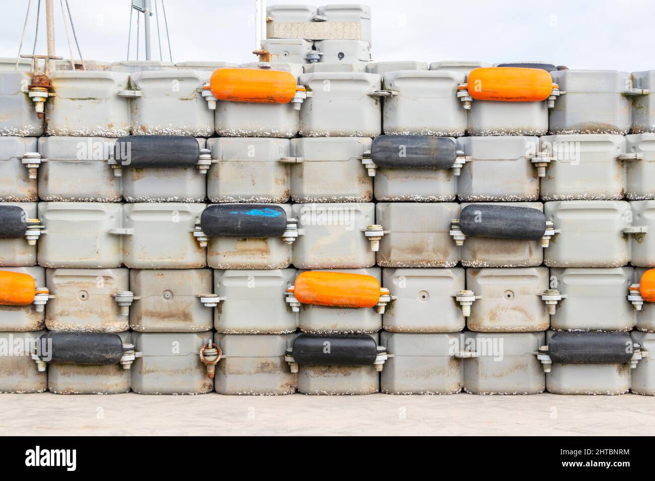 plastic floats on harbour side Lyme Regis Dorset Stock Photo - Alamy
