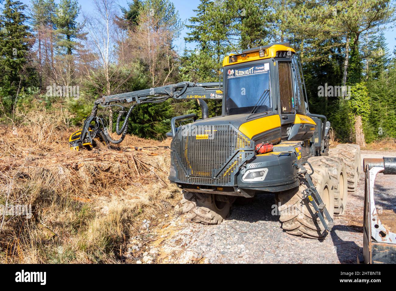 8 wheeler Ponsse harvester Forestry logging vehicle at Trinity hill ...