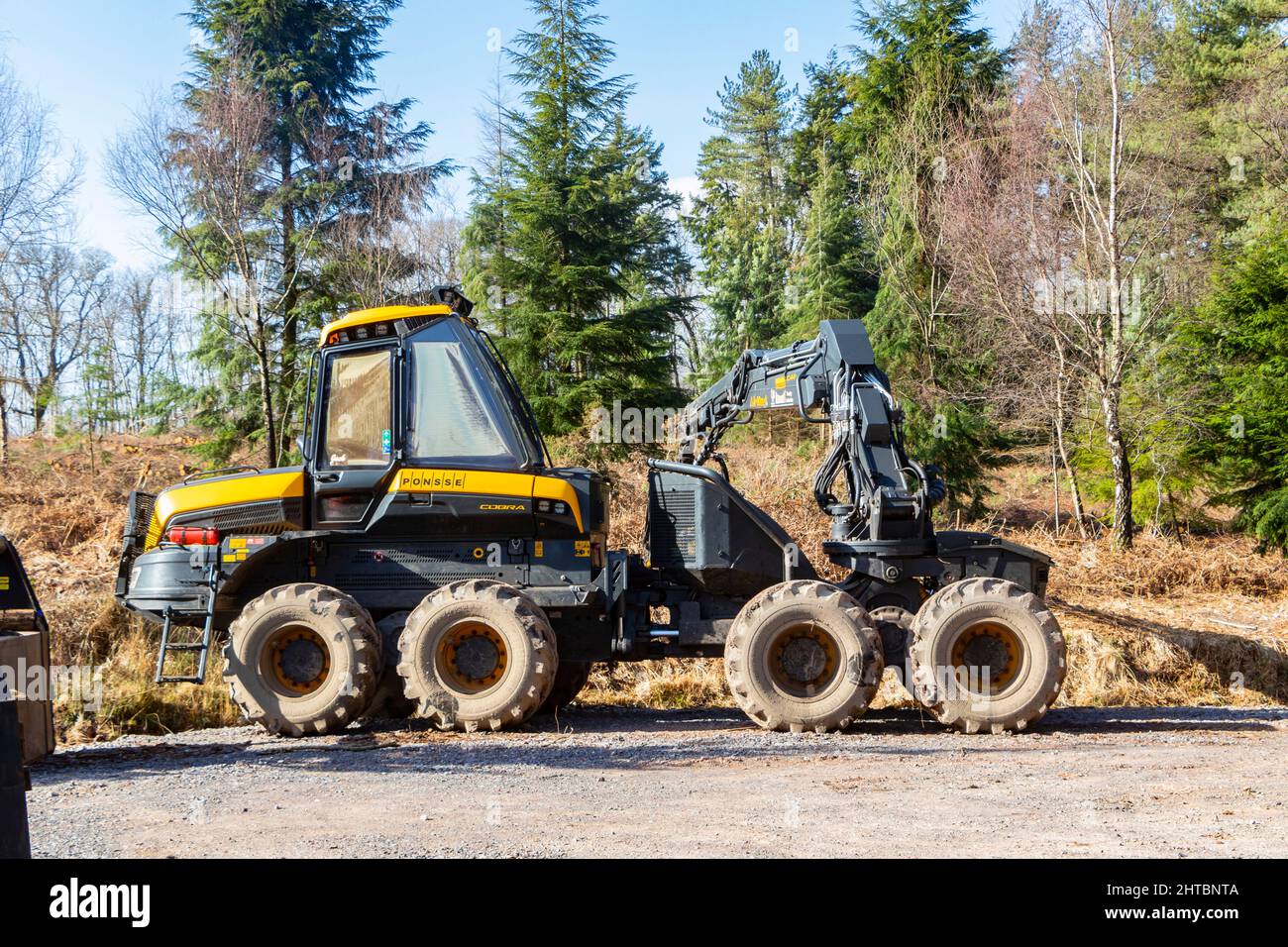 8 wheeler Ponsse harvester Forestry logging vehicle at Trinity hill ...