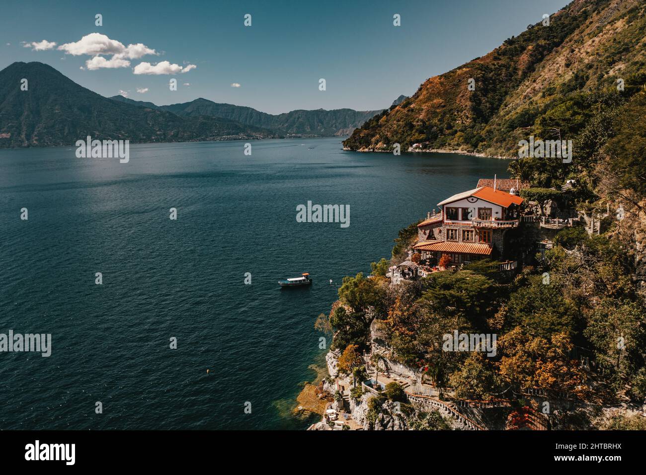 Aerial view of the lake Atitlan in Guatemala, Central America Stock ...