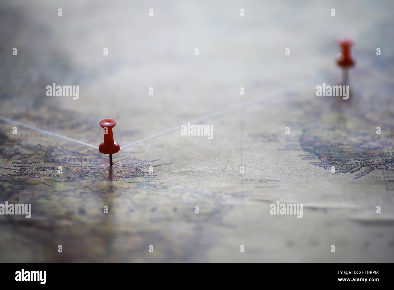 Travel concept. Map and needle with a marked place. Compass point on ...