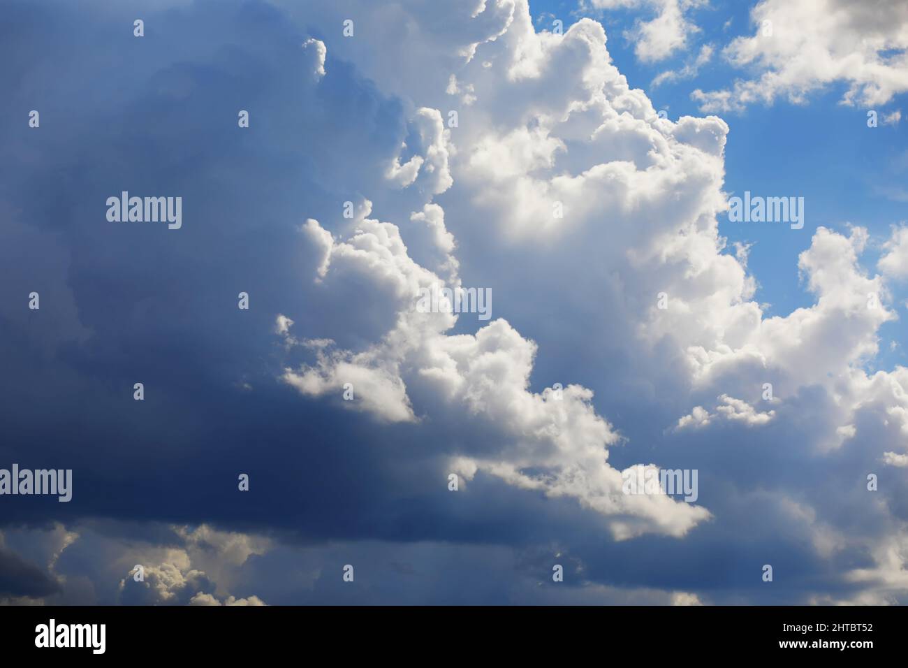 High clouds in the summer sky. Sky background. Meteorological ...