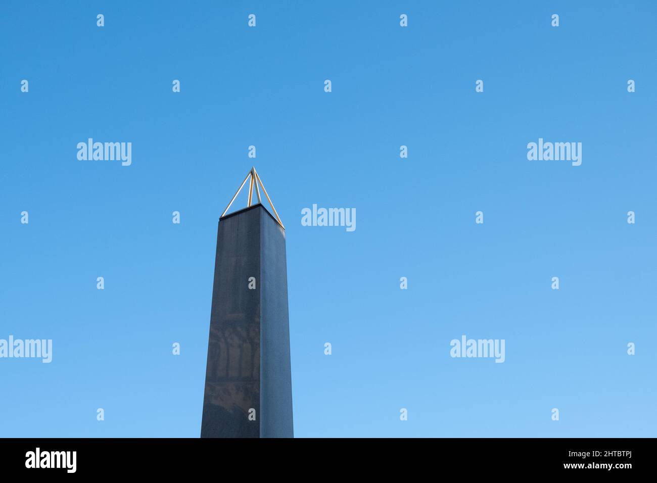 Stone monument against a clear blue sky in Prague, Czech Republic Stock ...