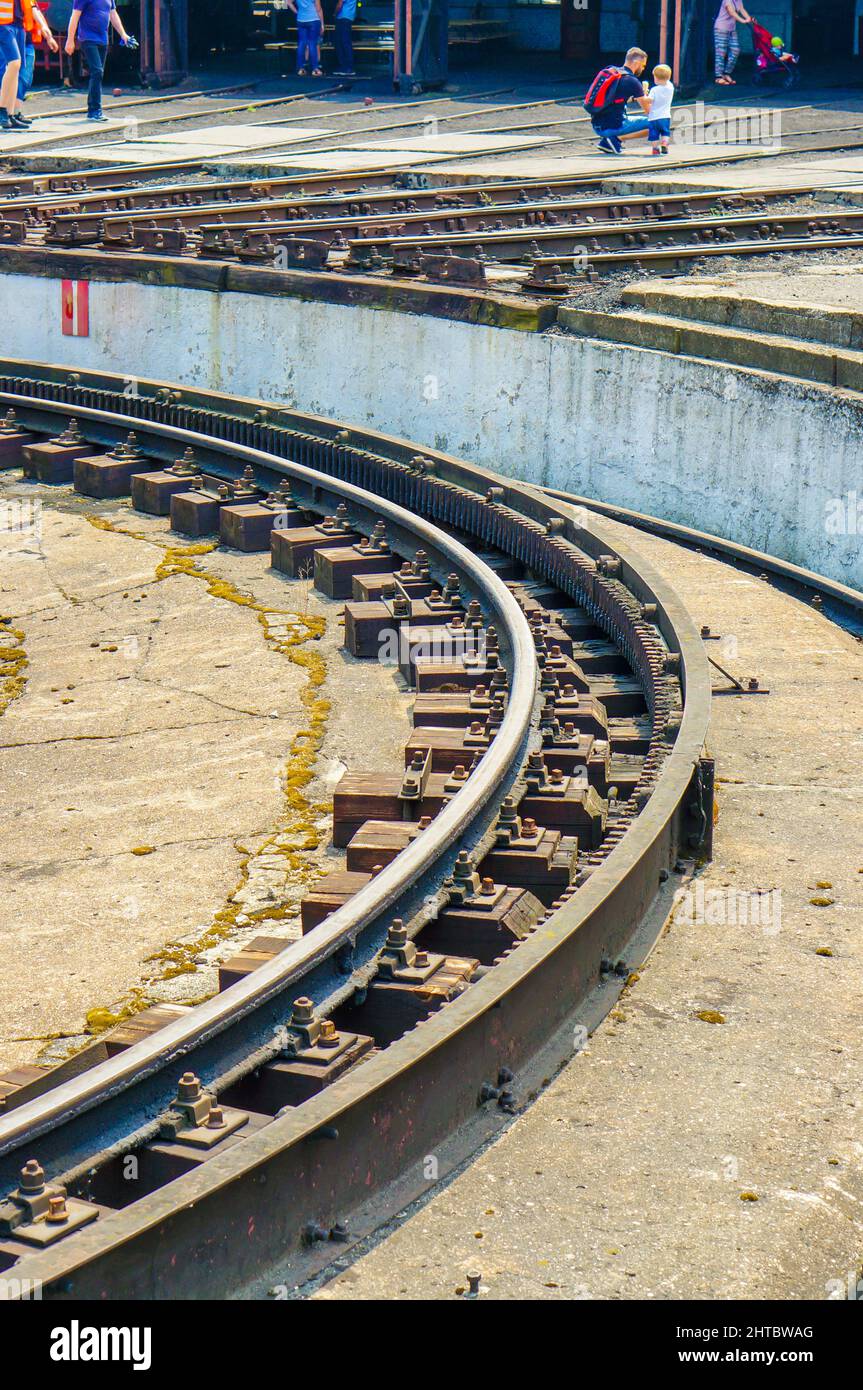 Small train track at an outdoor museum Stock Photo - Alamy