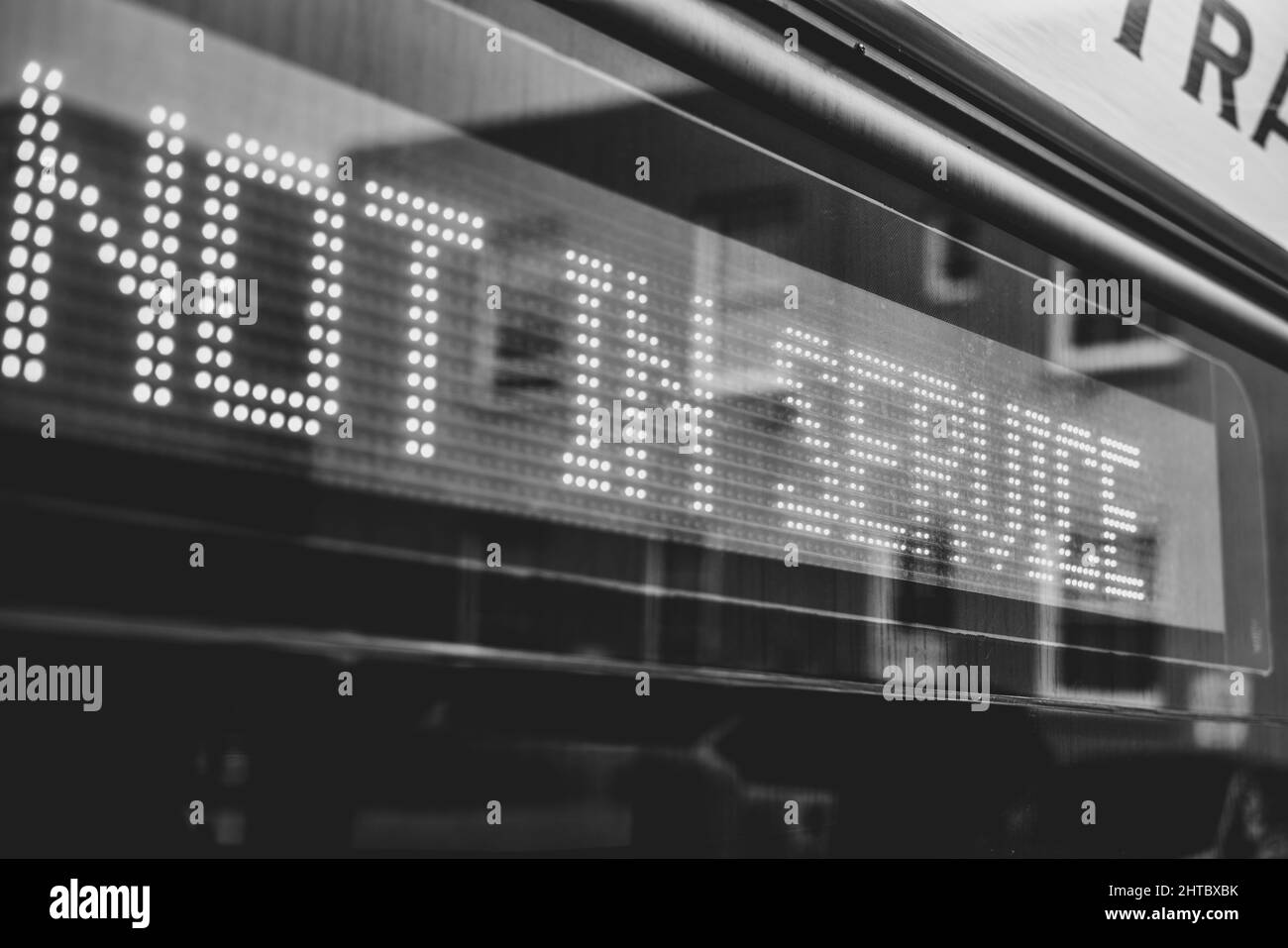 In service bus sign Black and White Stock Photos & Images - Alamy