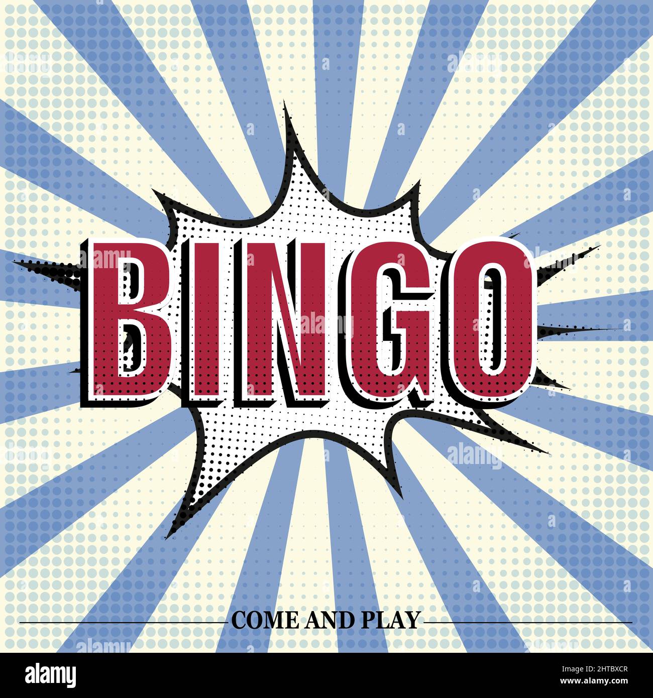Bingo retro poster, comic speech duddle blast. Vector illustration ...