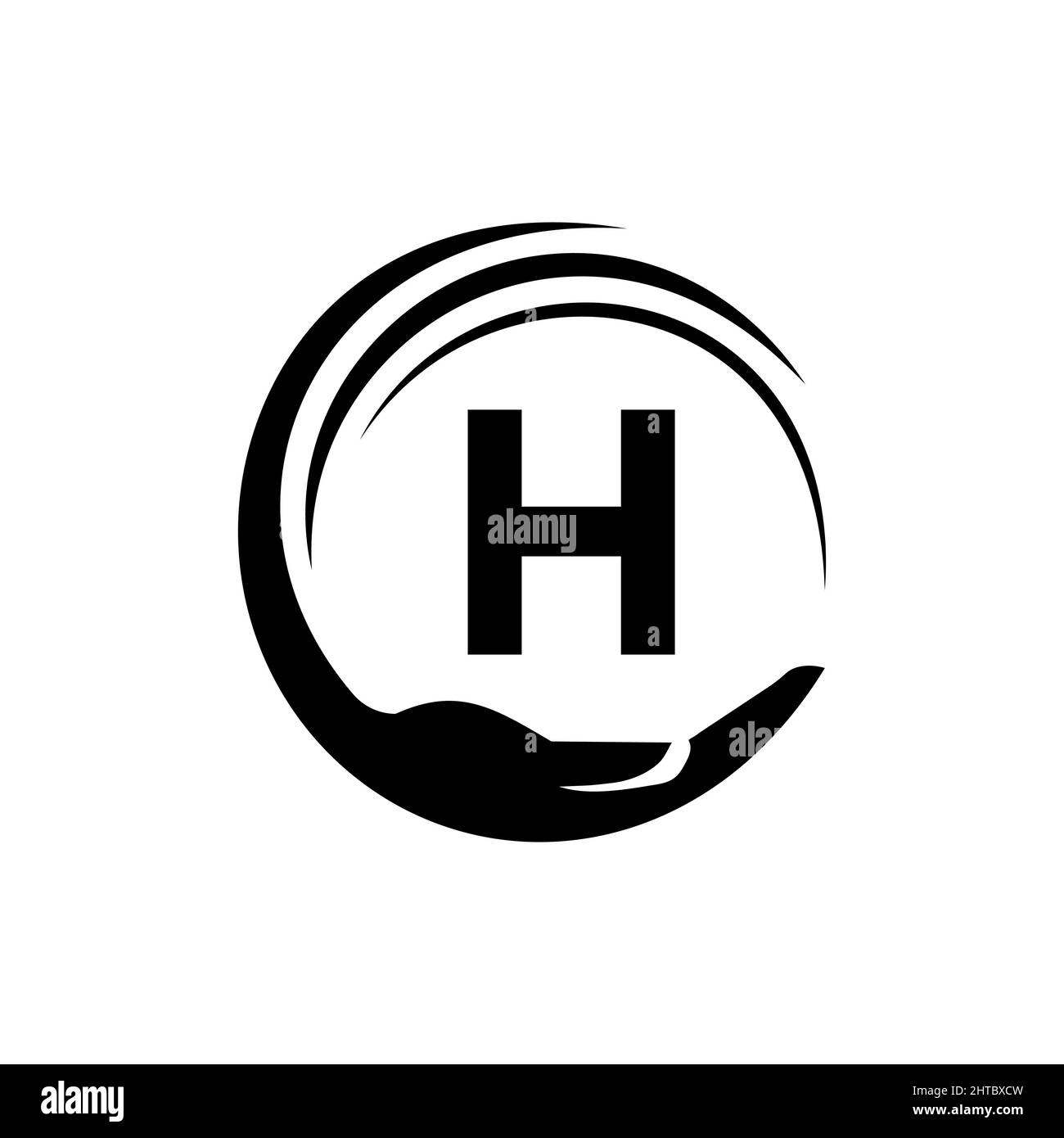 Charity Logo Template On Letter H. Initial Unity Foundation Human Logo ...