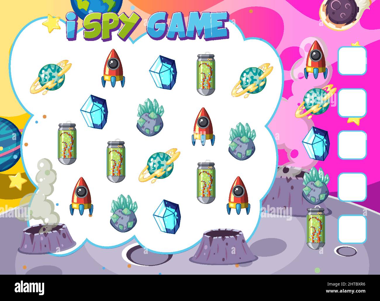 Math counting game template of space illustration Stock Vector Image ...