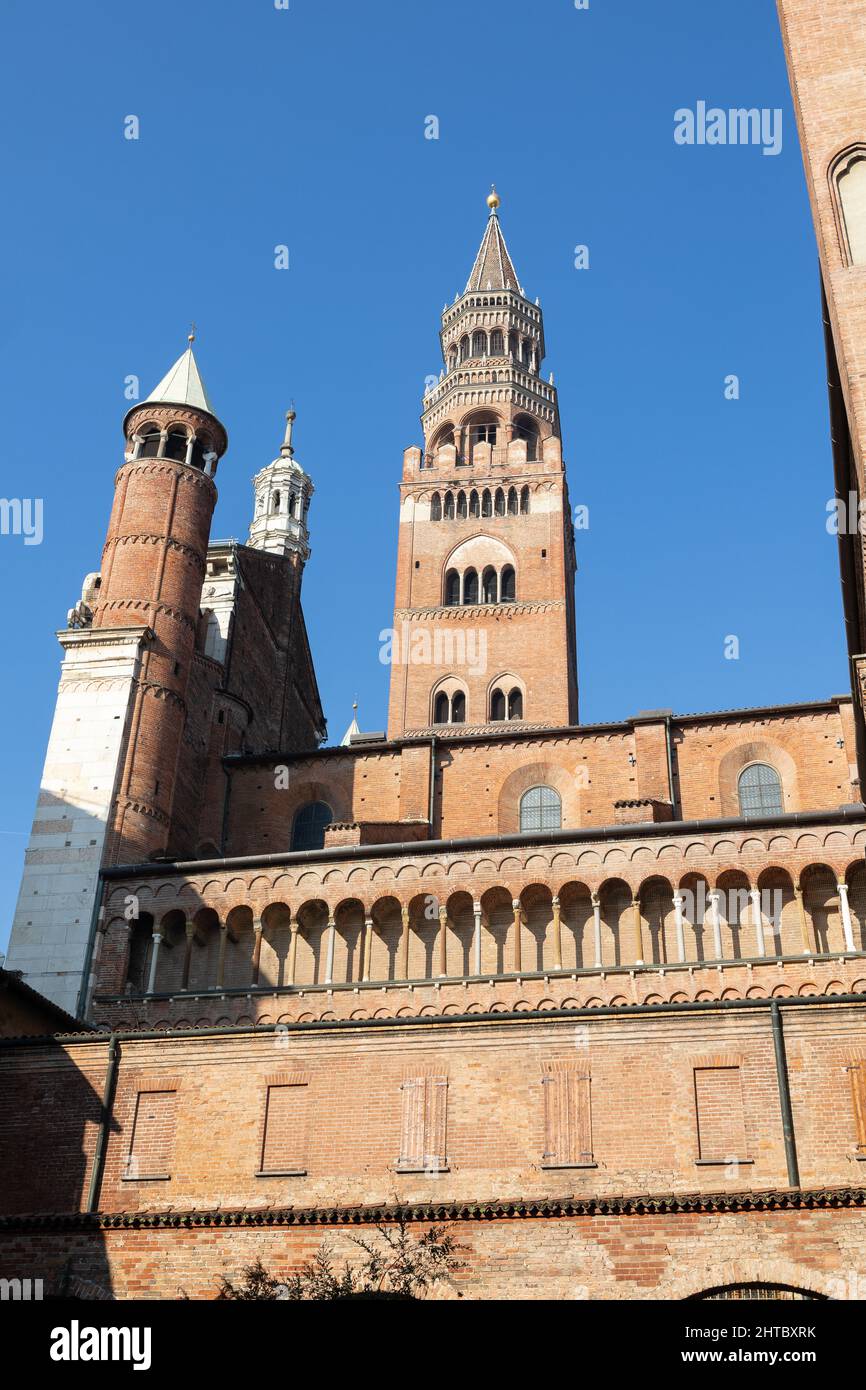 Side View of the Cathedral of Cremona and the Medieval Bell Tower of ...