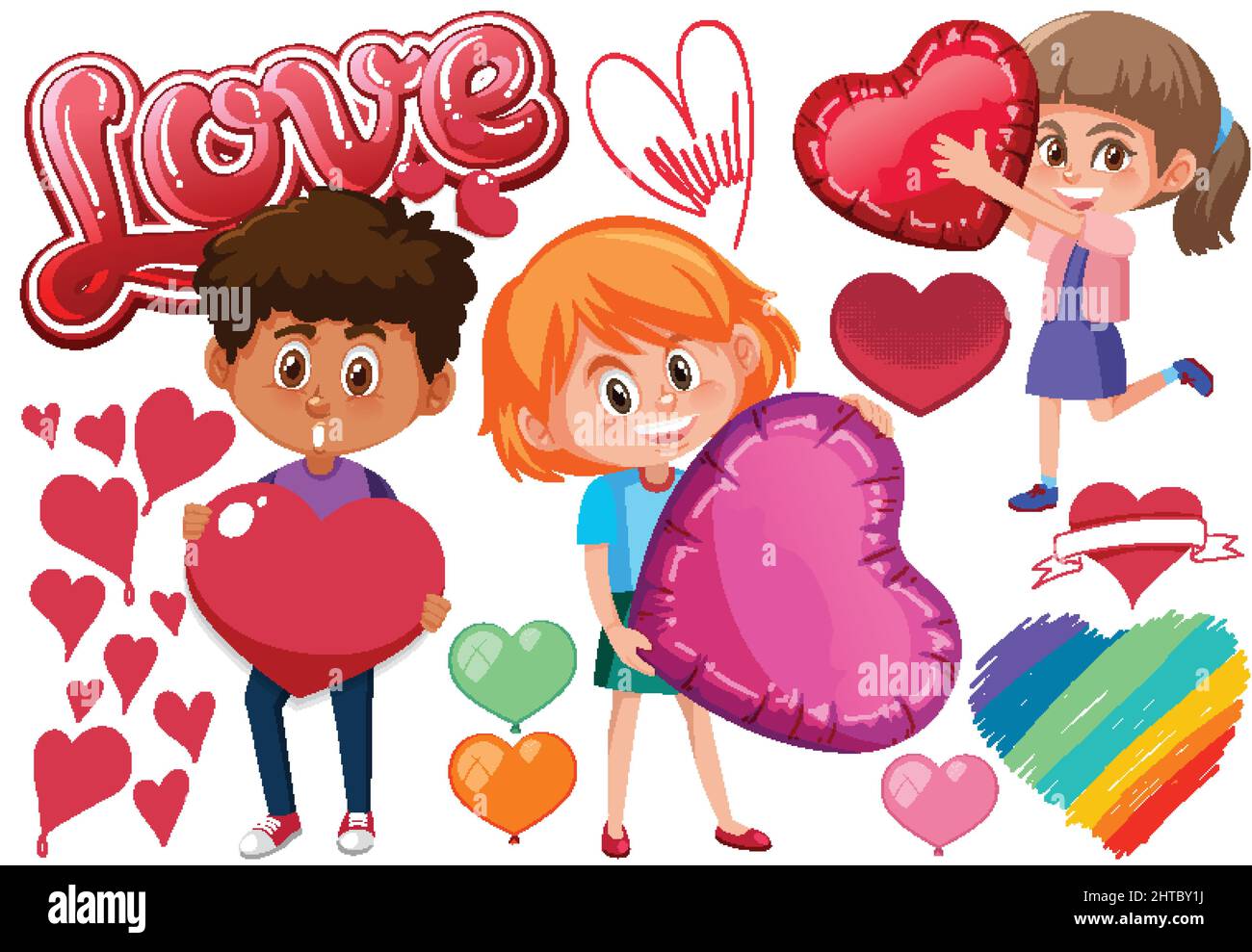 Valentine theme with many hearts illustration Stock Vector Image & Art ...