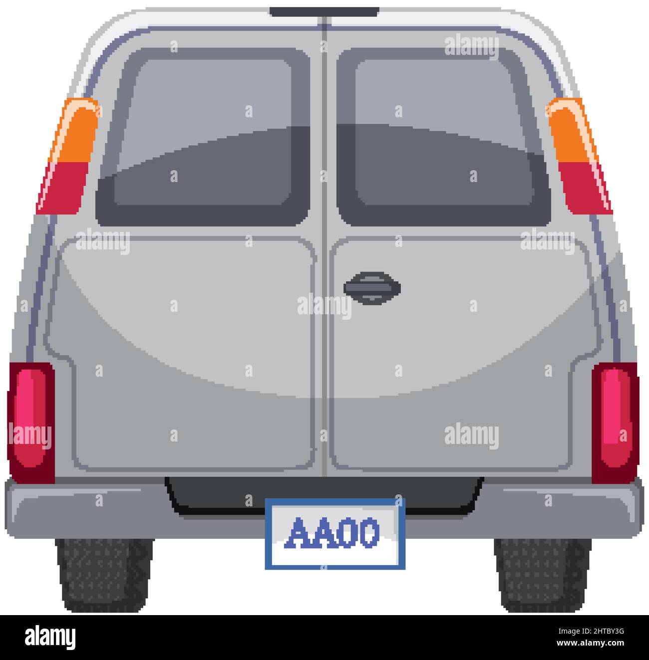 Back of grey car on white background illustration Stock Vector Image ...