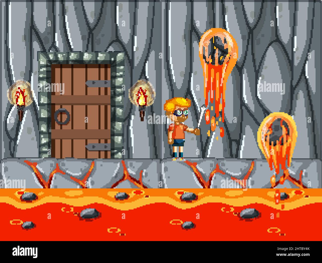 A boy in lava game scene illustration Stock Vector Image & Art - Alamy