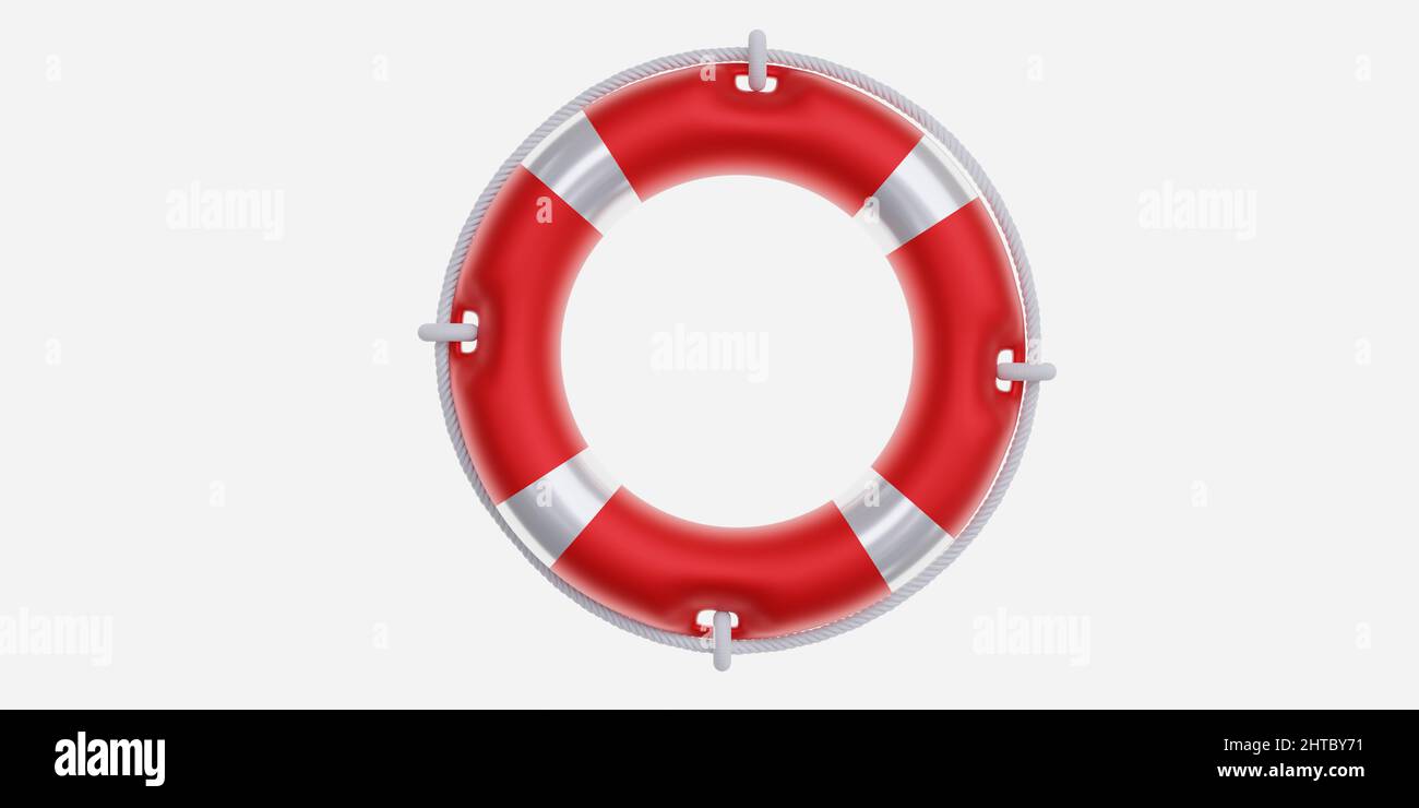 Lifebuoy isolated on white, rescue life. Lifebelt white and red color ...