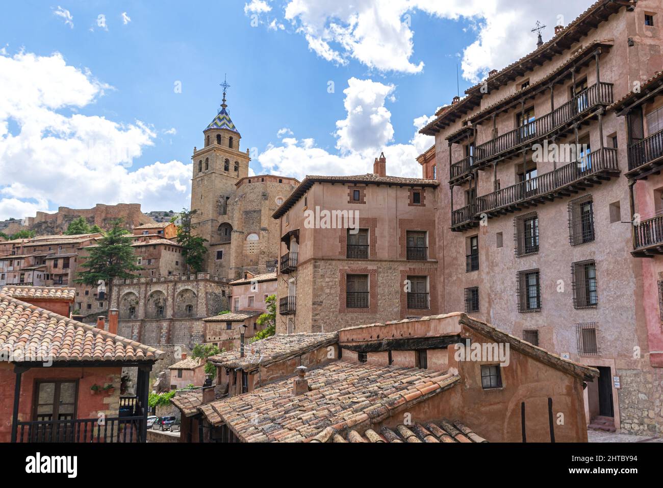 View of the historic center of the medieval town of Albarracin, Spain ...