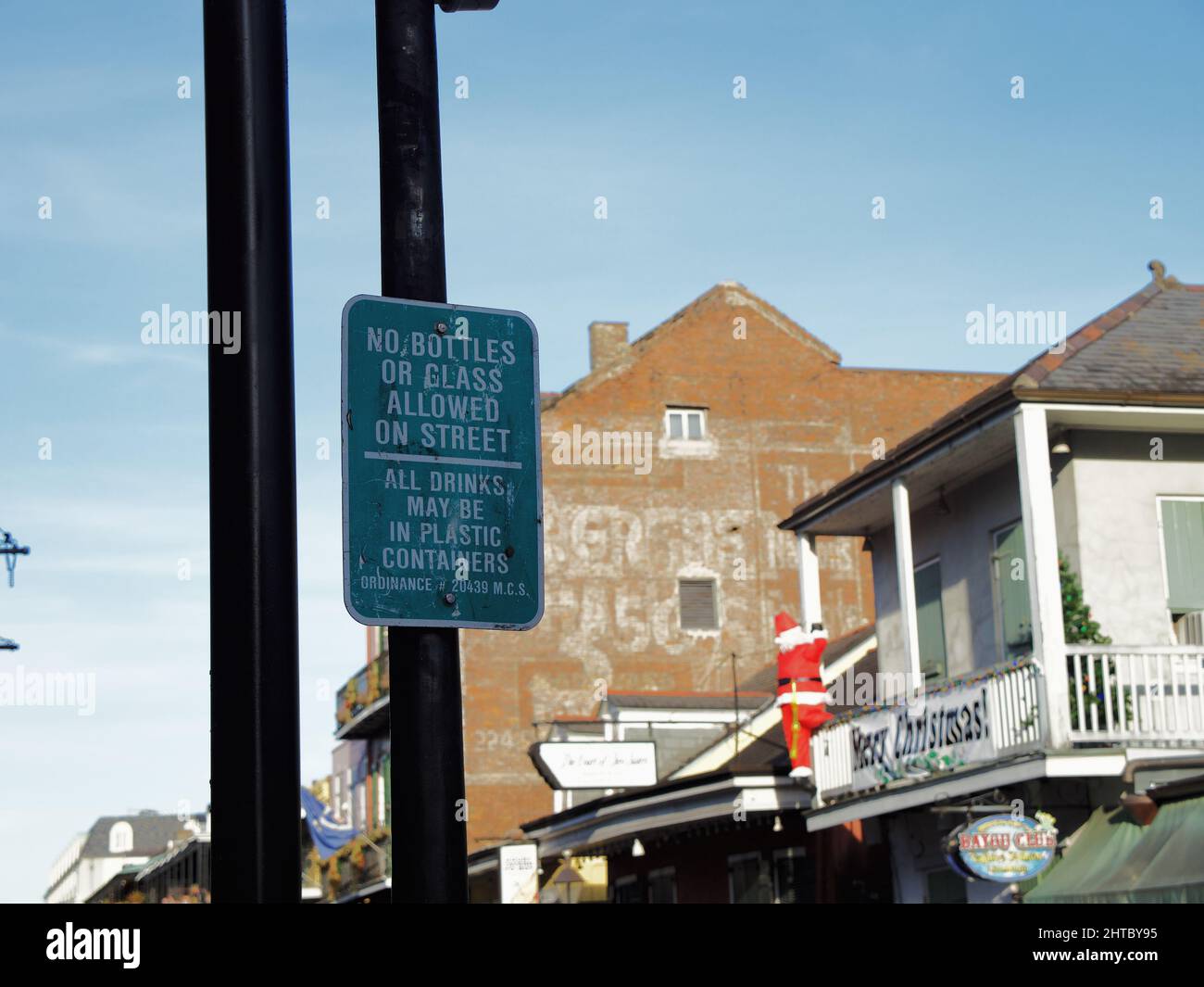 Closeup of a sign allowing alcohol on the streets in New Orleans Stock ...