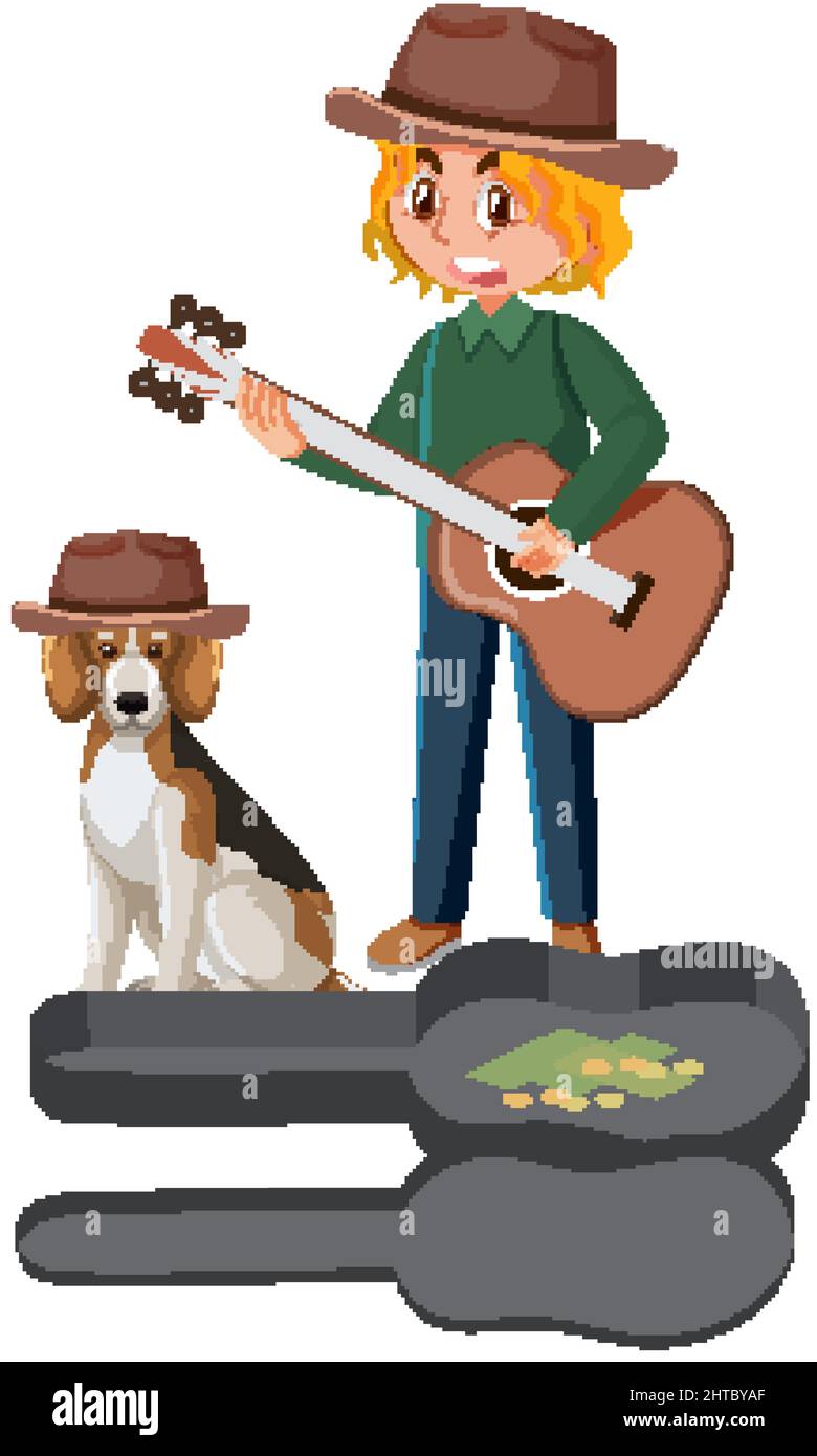 A man busking on white background illustration Stock Vector Image & Art ...